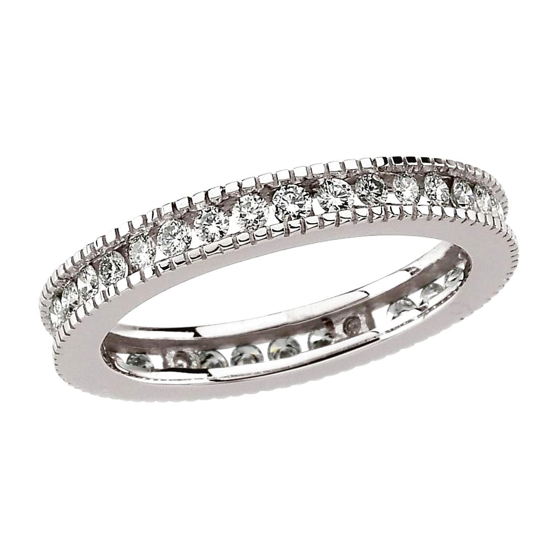 18k White Gold Bridal Engagement Ring Eternity Band Size 7.5 -3/4ct ...