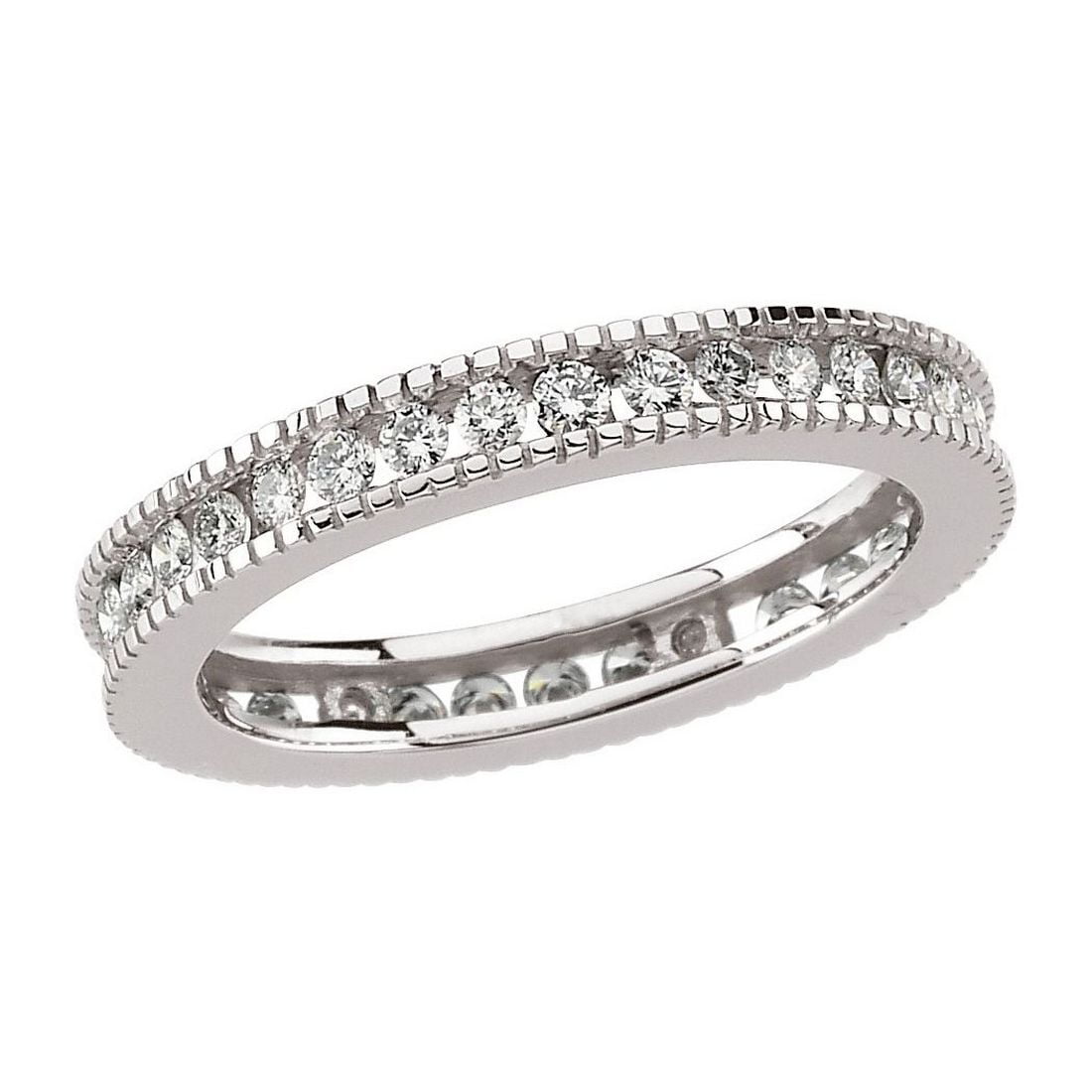 18k White Gold Bridal Engagement Ring Eternity Band Size 7.5 3/4ct ...