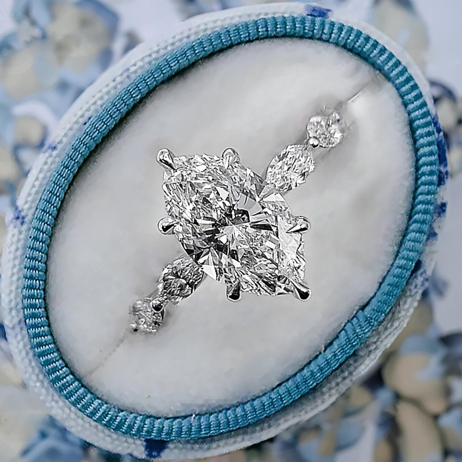 18k White Gold Diamond Ring IGI Certified Lab Grown Marquise Cut 3 ...