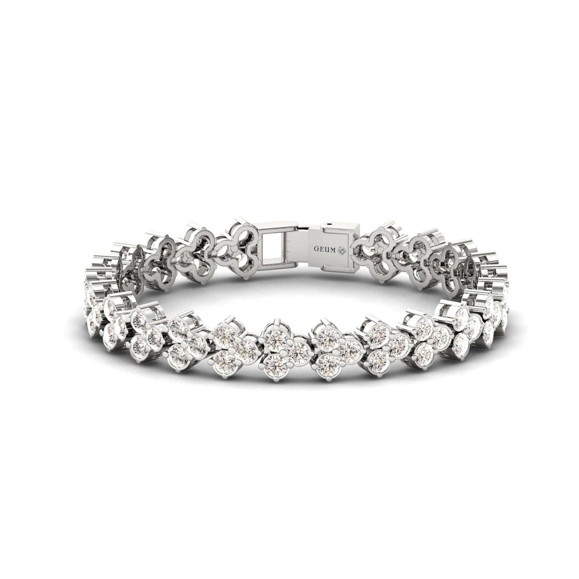 18k White Gold Diamond Tennis Bracelet Gift For Mom Solid Gold Bracelet