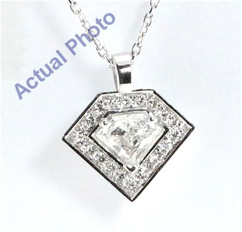 18k White Gold Grace Cut Diamond Shield Diamonds & Round Diamonds ...