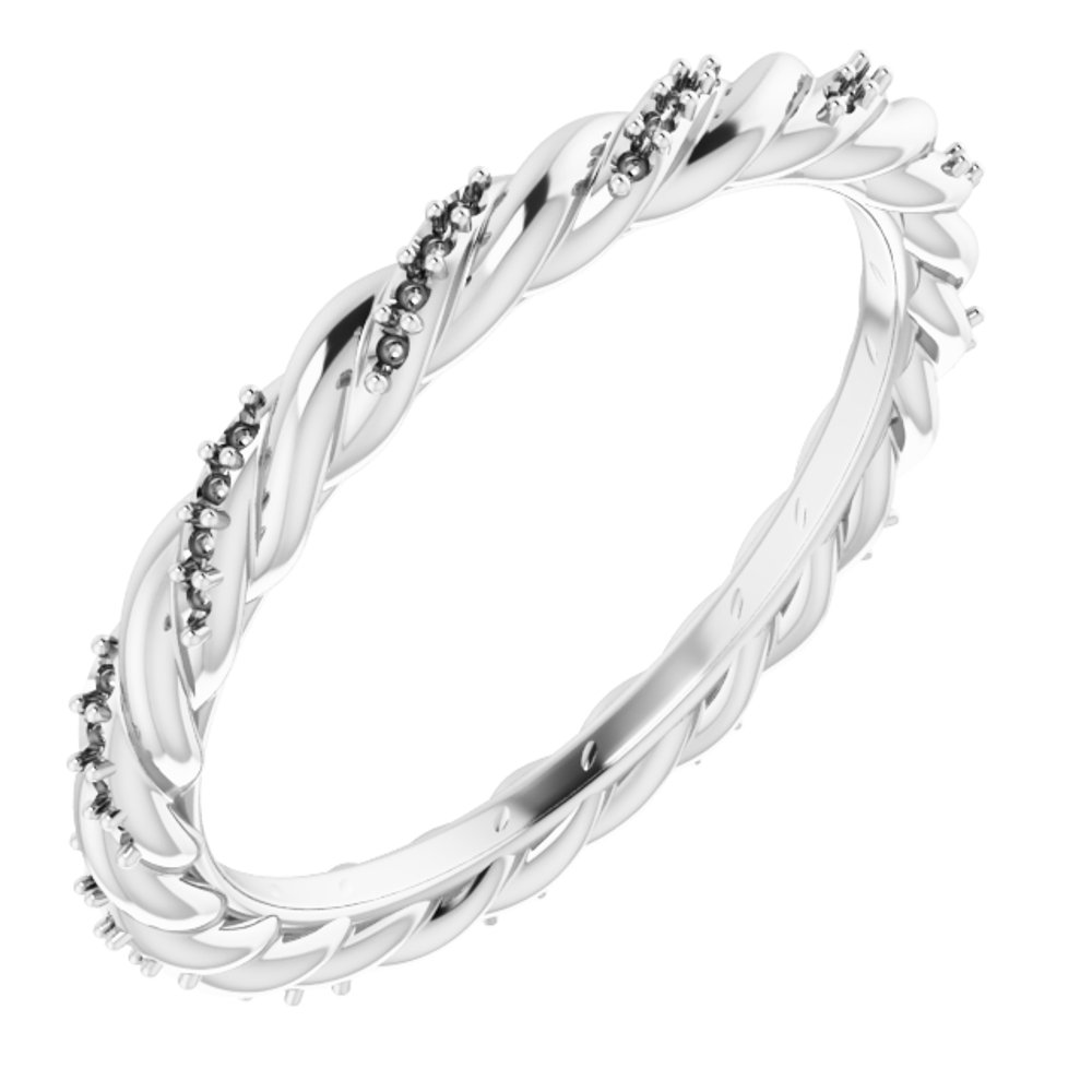 18k White Gold Rope Bridal Wedding Engagement Anniversary Eternity Band ...