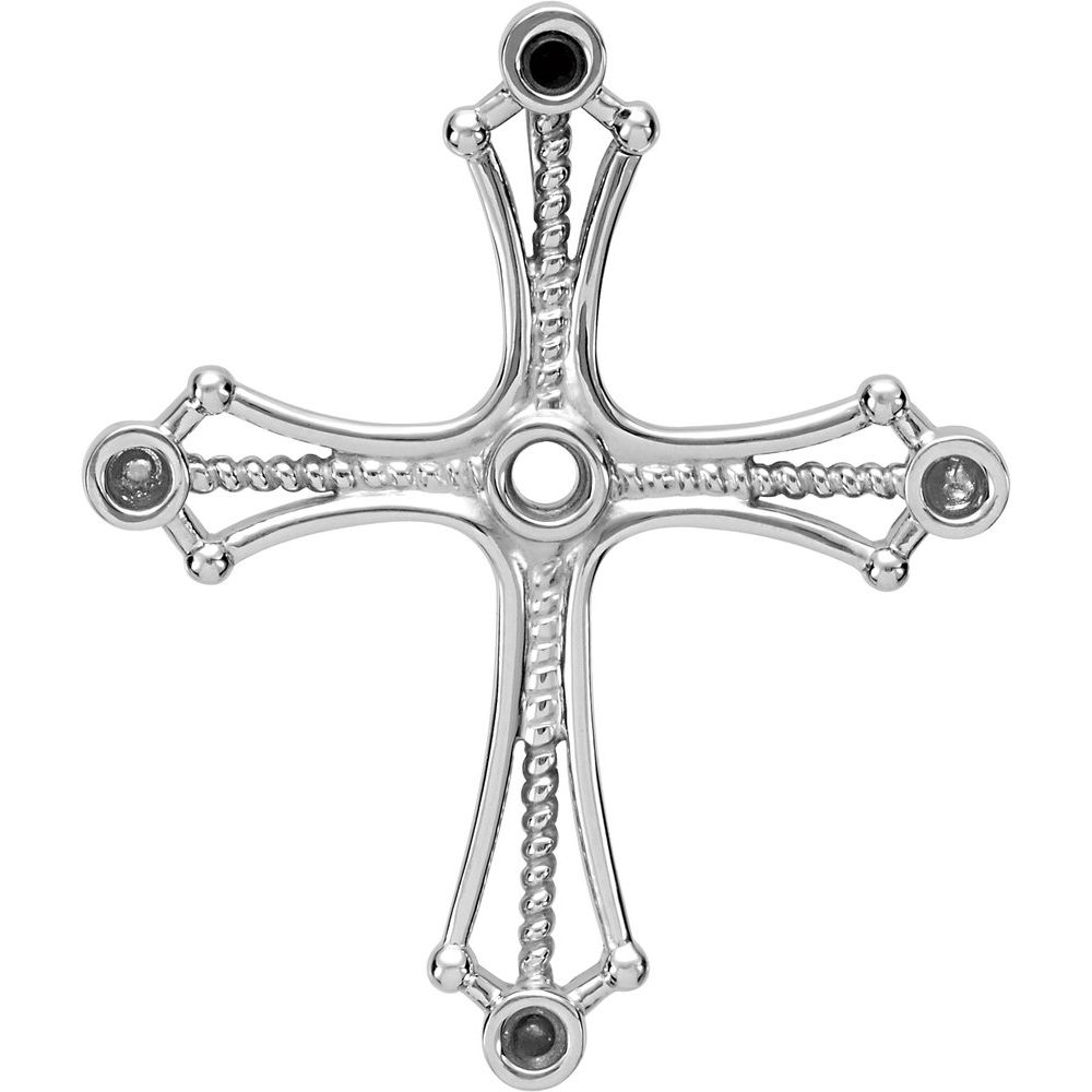 18k White Gold Round Shape Rope and Bead Cross Pendant Fine Jewelry for ...