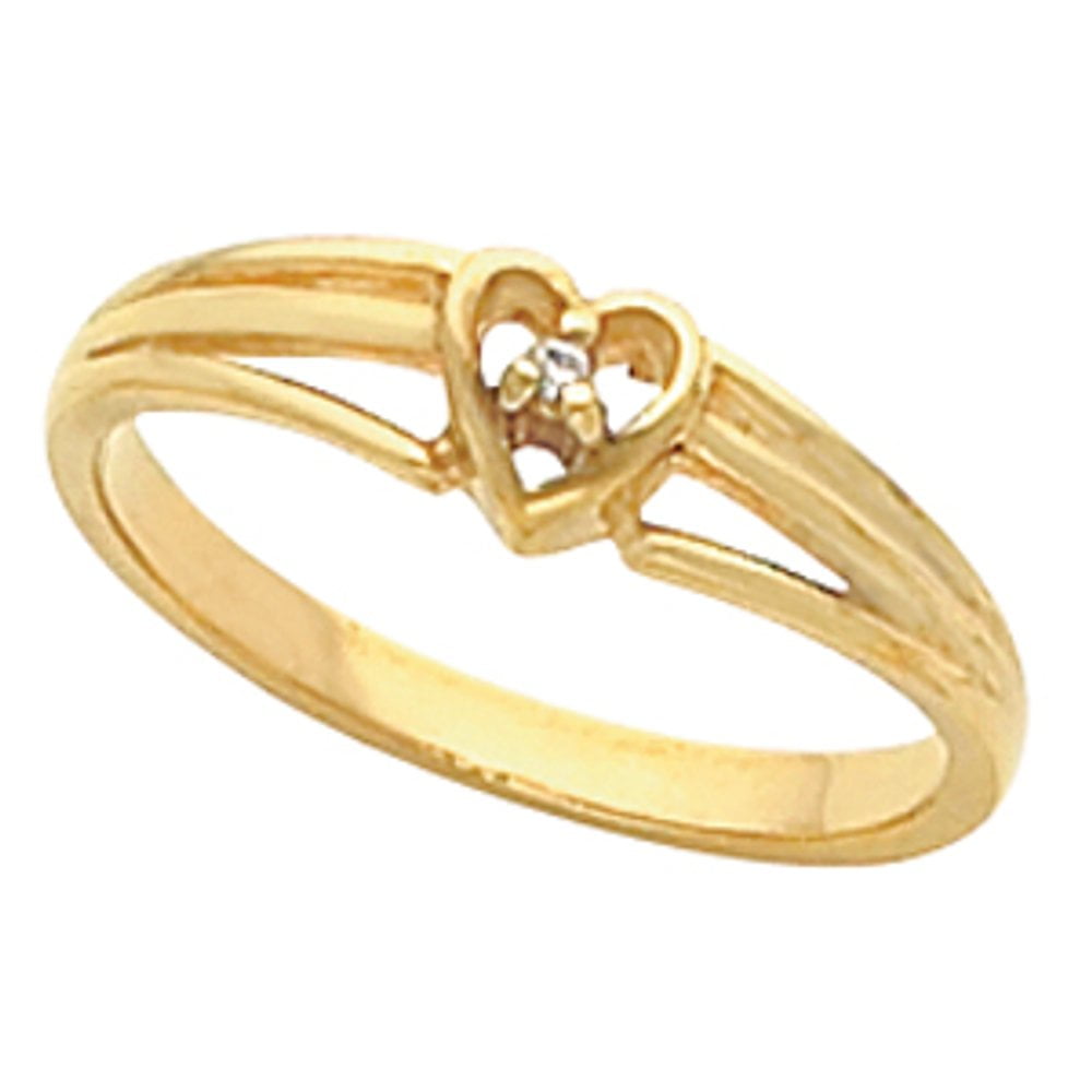 18k X1 White Gold 1.3mm Round Shape Small Heart Ring Fine Jewelry For ...