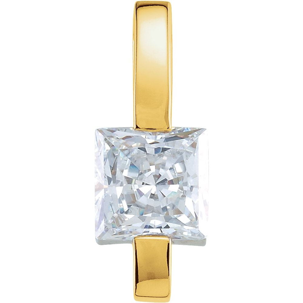 18k X1 White Gold 2.5mm Square Shape Slide Pendant Fine Jewelry for ...