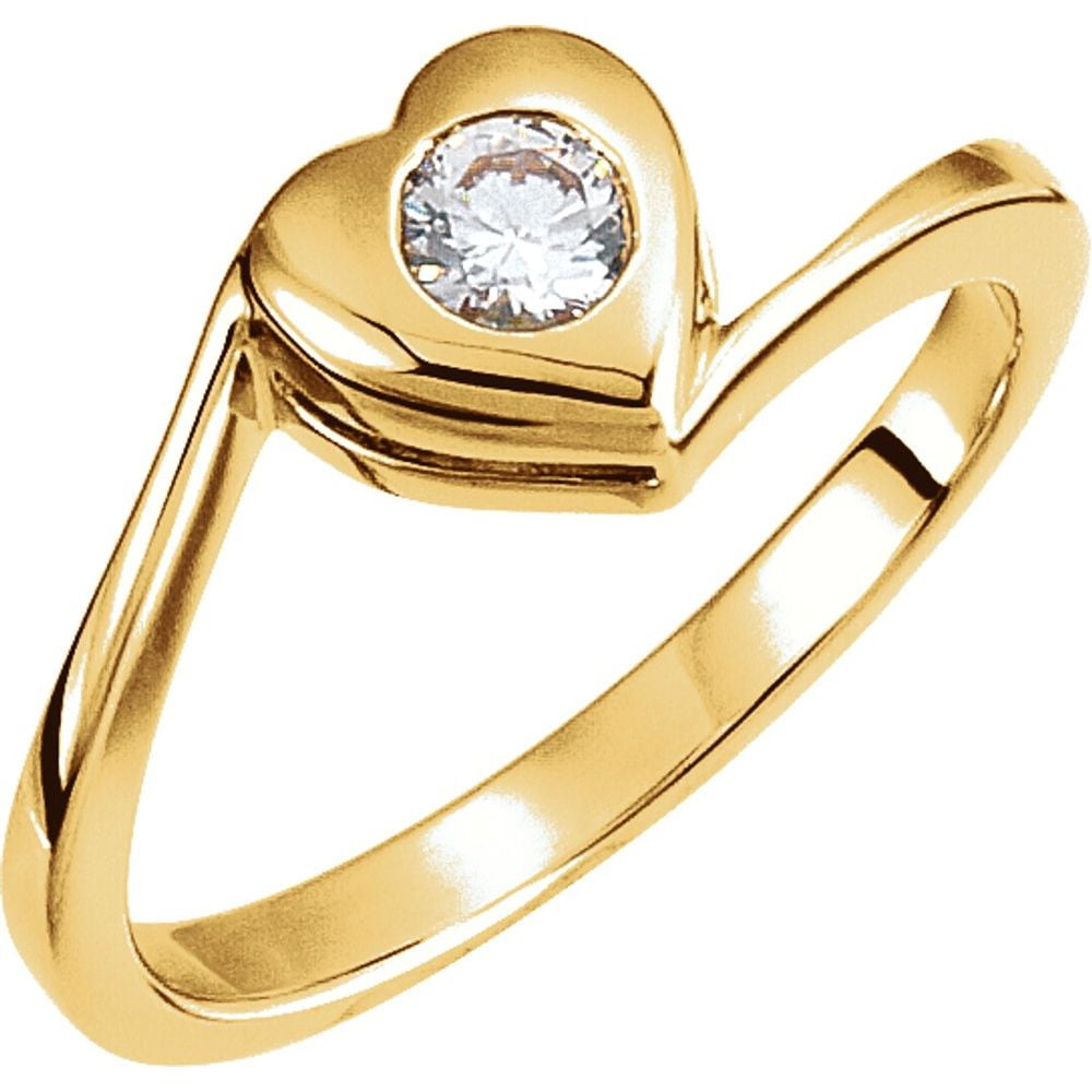 18k X1 White Gold 3.8mm Round Shape Small Heart Ring Fine Jewelry For ...