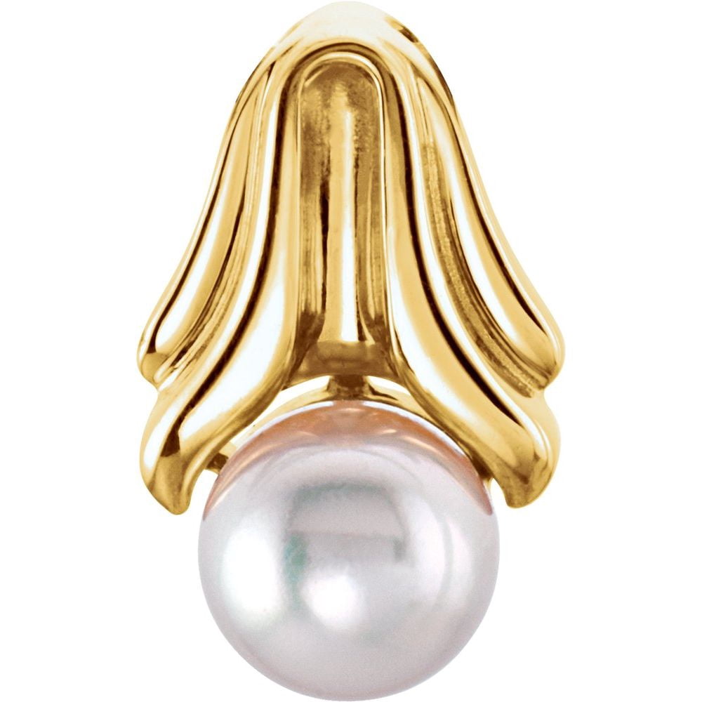 18k X1 White Gold 6mm Pearl Slide Pendant With Hidden Bail Fine Jewelry ...