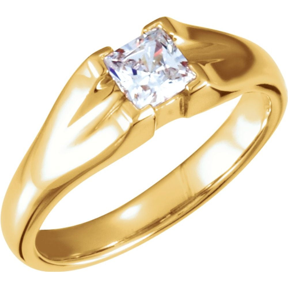 18k X1 White Gold 6mm Princess Square Shape Solitaire Ring Fine Jewelry ...