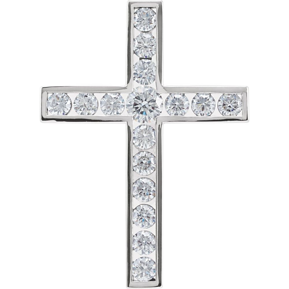18k X1 White Gold Round Shape Cross Pendant With Hidden Bail Fine ...