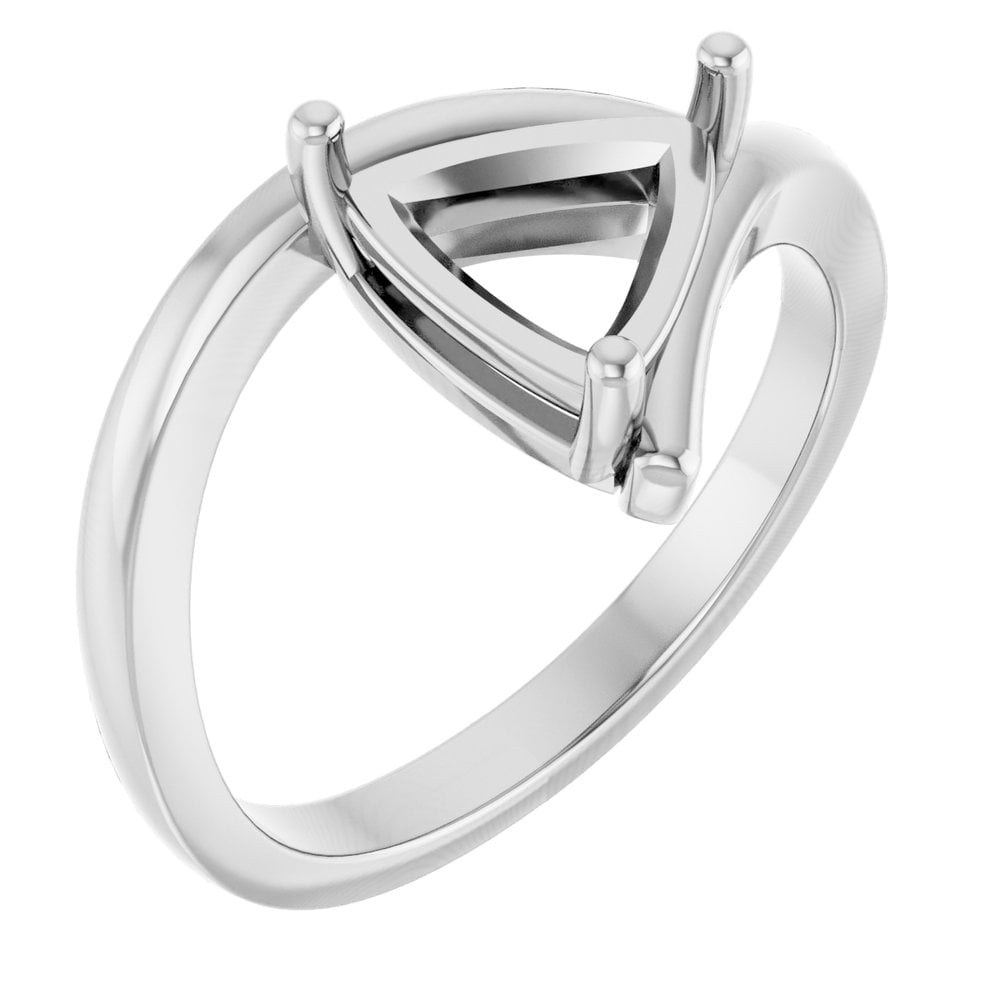 18k X1 White Gold Trillion Triangle Shape Solitaire Bypass Fashoin Ring ...