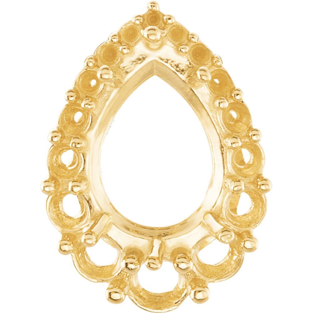 18k Yellow Gold 10x7mm Pear Shape Halo-Style Pendant With Hidden Bail ...