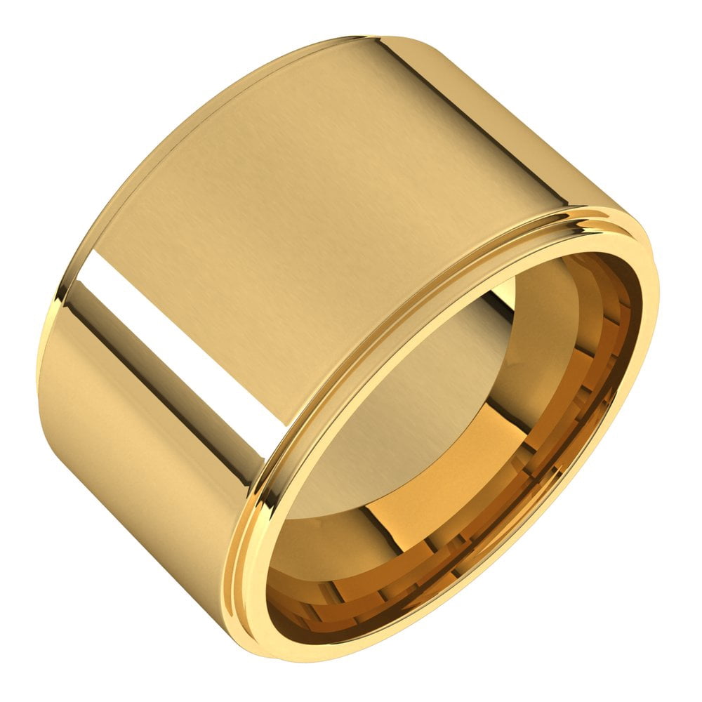 18k Yellow Gold 12mm Flat Comfort Fit Edge Classic Bridal Wedding ...