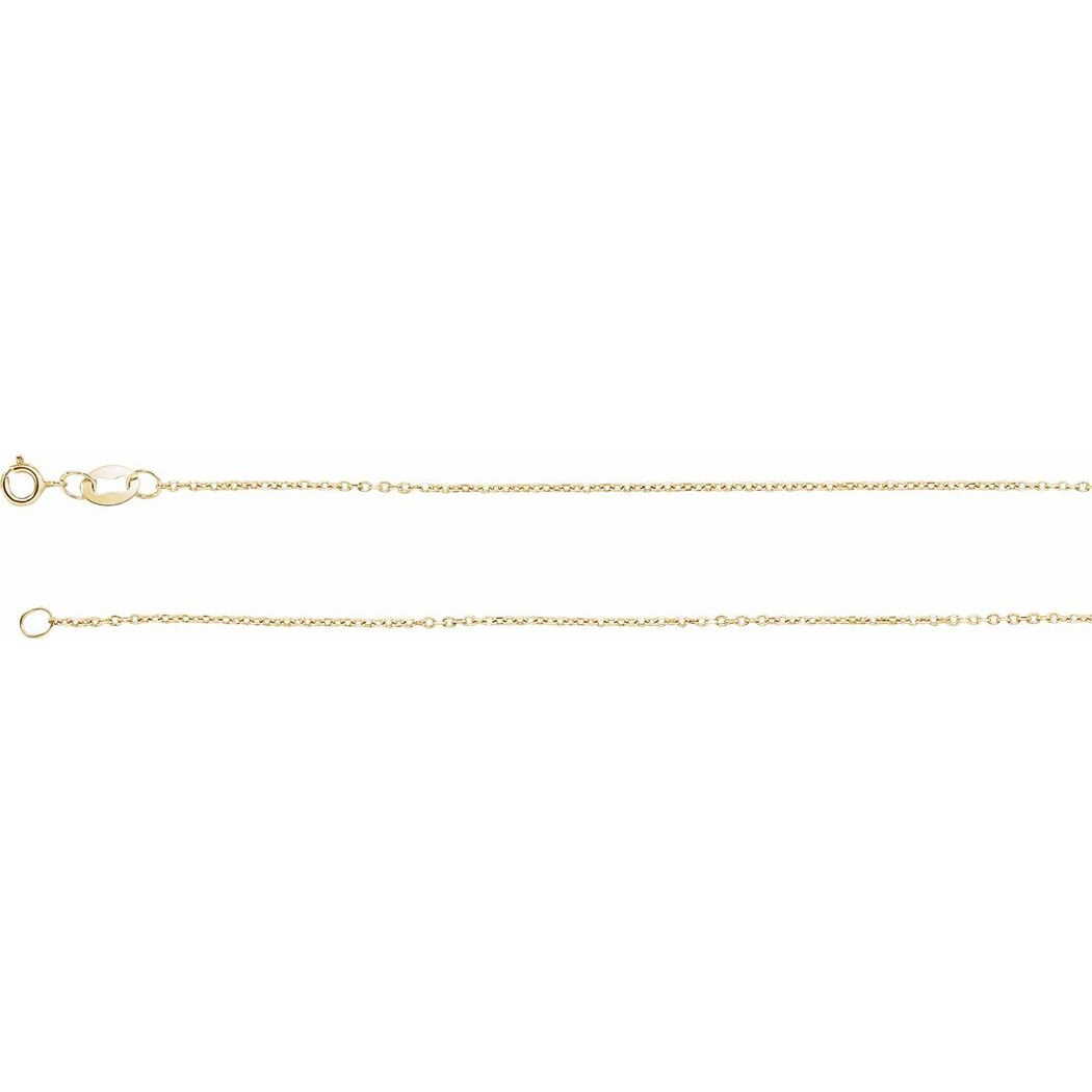 18k Yellow Gold 1mm Sparkle Cut Cable 20 Inch Chain Chain Necklace for ...