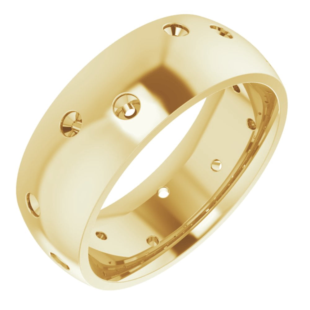 18k Yellow Gold 2mm Round Shape Scattered Accented Bridal Wedding ...