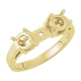 18k Yellow Gold 2mm Round Shape Side-Stone Peg Accented Shank Finding ...