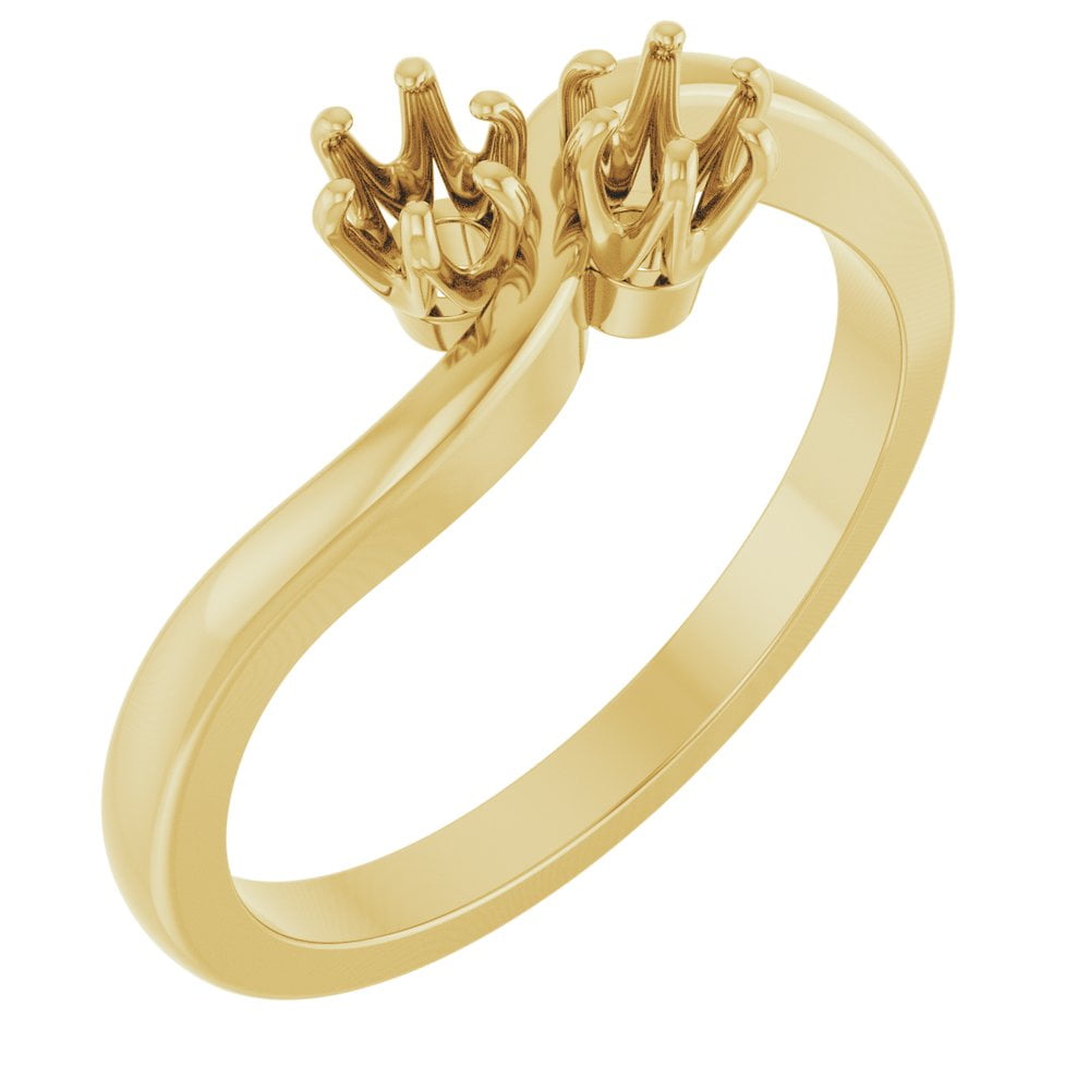 18k Yellow Gold 3.5mm Round Shape 2 Two-Stone Bridal Wedding Engagement ...