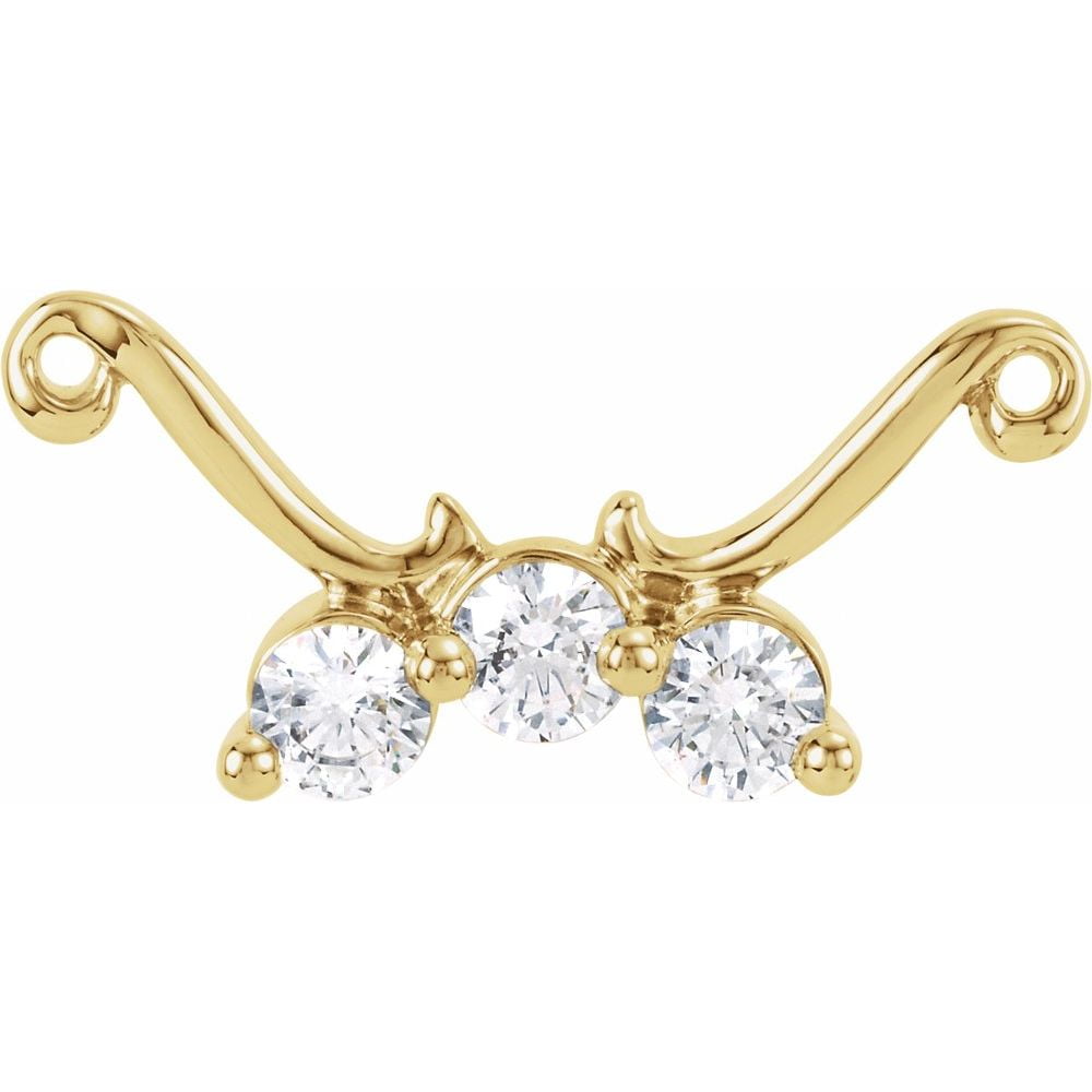 18k Yellow Gold 3 Three-Stone Necklace Center Jewelry Finding Fine ...