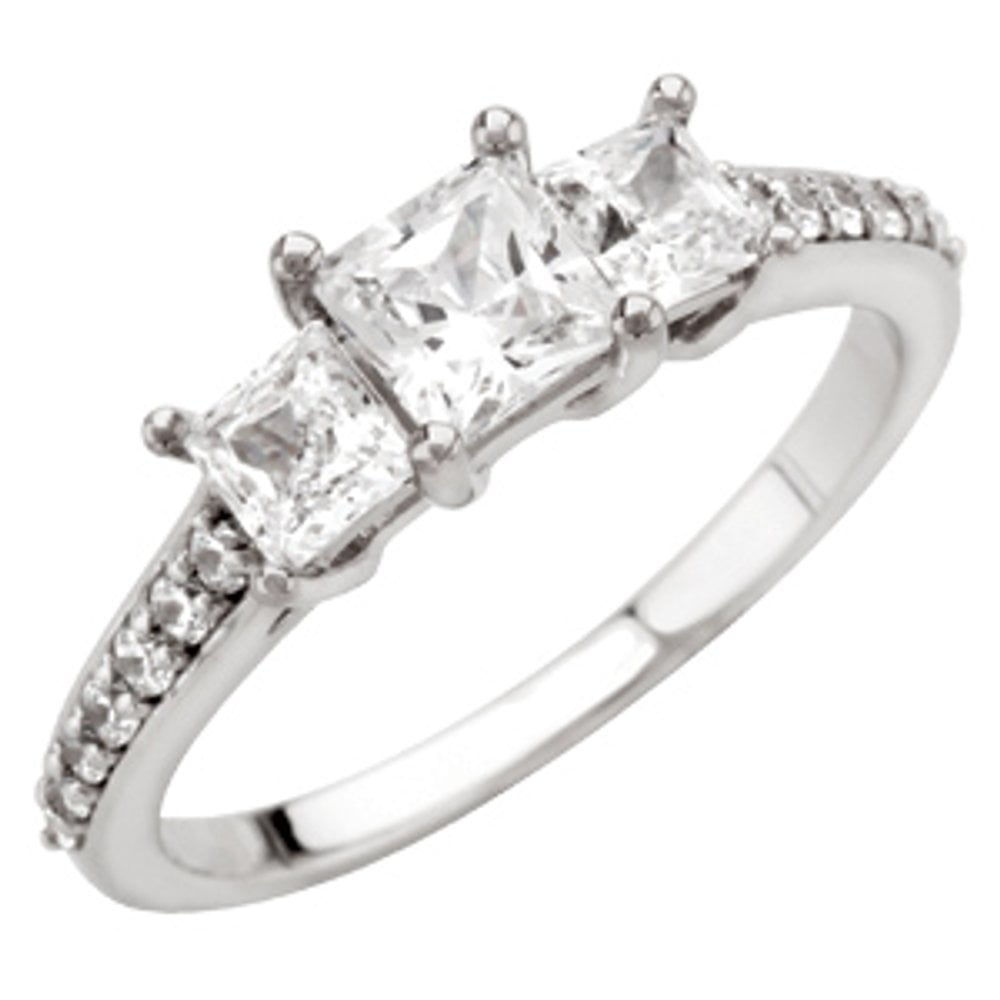 18k Yellow Gold 4.5x4.5mm Square Shape Diamond Semi-Mount Bridal ...