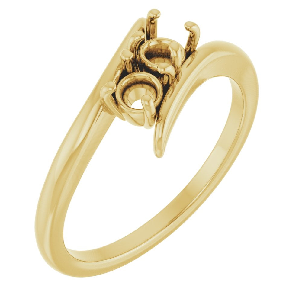 18k Yellow Gold 4mm Round Shape 2 Two-Stone Bridal Wedding Engagement ...