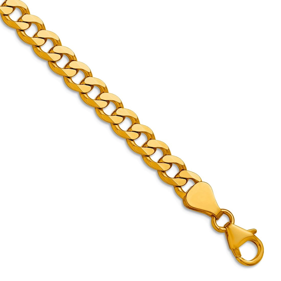 18k Yellow Gold 5.55mm Solid Beveled Flat Curb Chain Bracelet 8 Inch ...