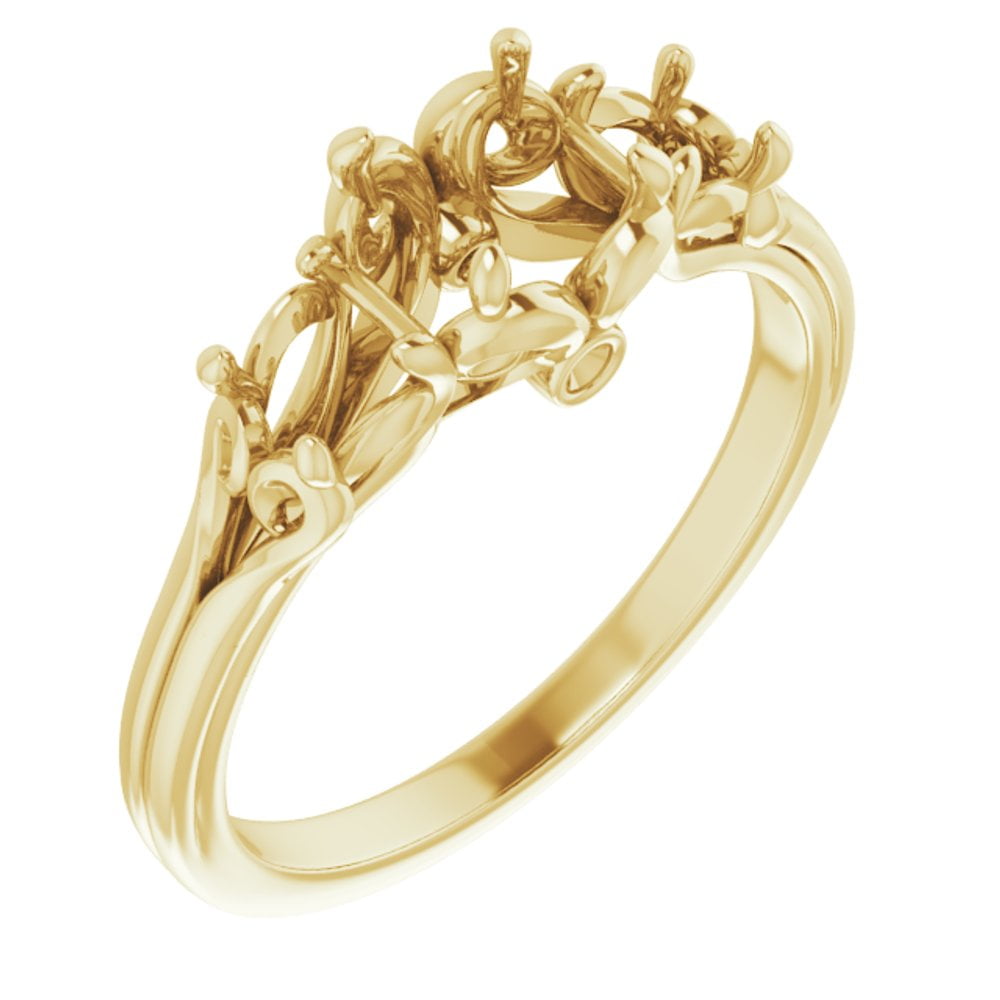 18k Yellow Gold 5.8mm Round Shape Floral Bridal Wedding Engagement ...