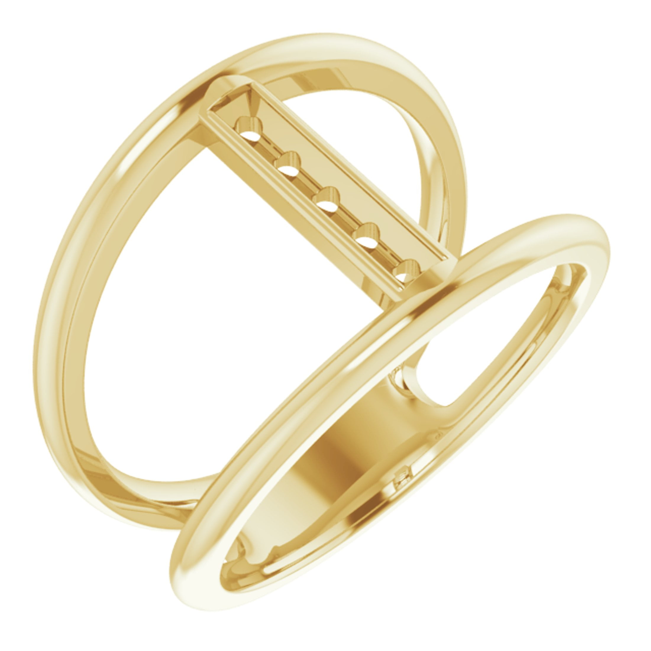 18k Yellow Gold 5 Five-Stone Family Negative Space Stackable Fashion ...