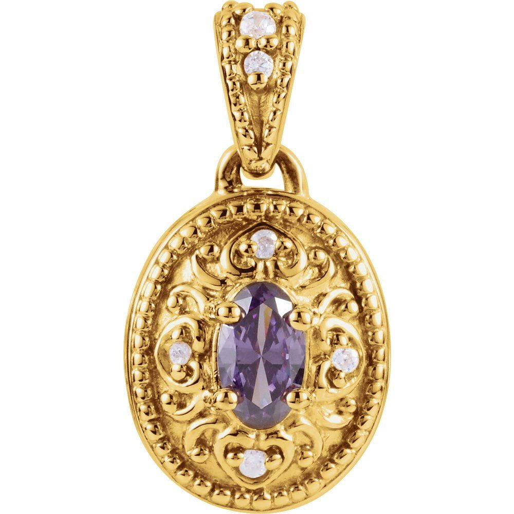 18k Yellow Gold 5x3mm Oval Shape Pendant for Approximately 1/4 cttw ...