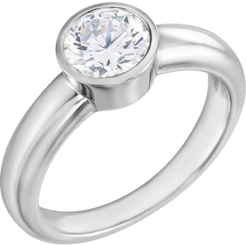 18k Yellow Gold 6.2mm Round Shape Bezel-Set Bridal Wedding Engagement ...