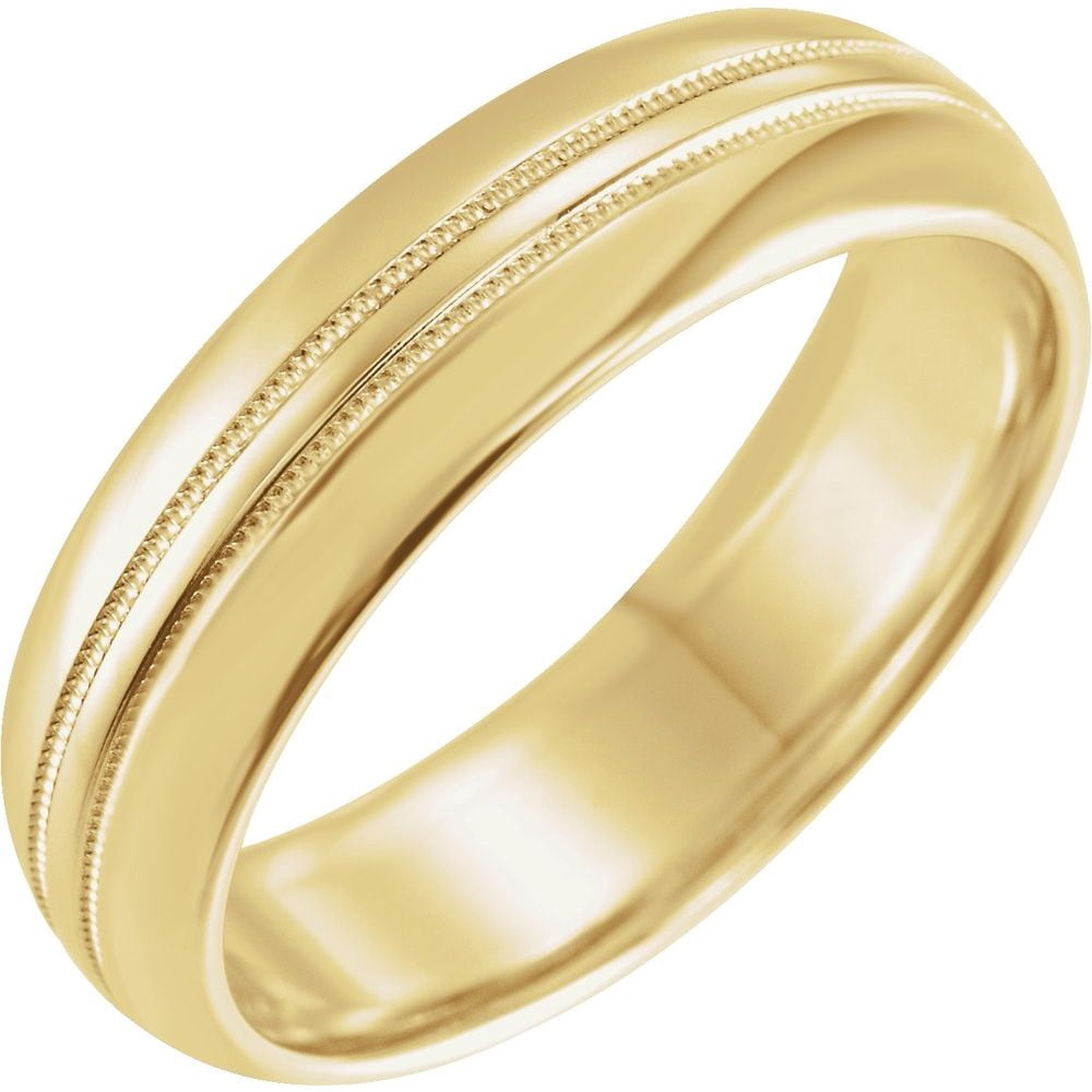 18k Yellow Gold 6mm Double Milgrain Half Round Shape Bridal Wedding ...