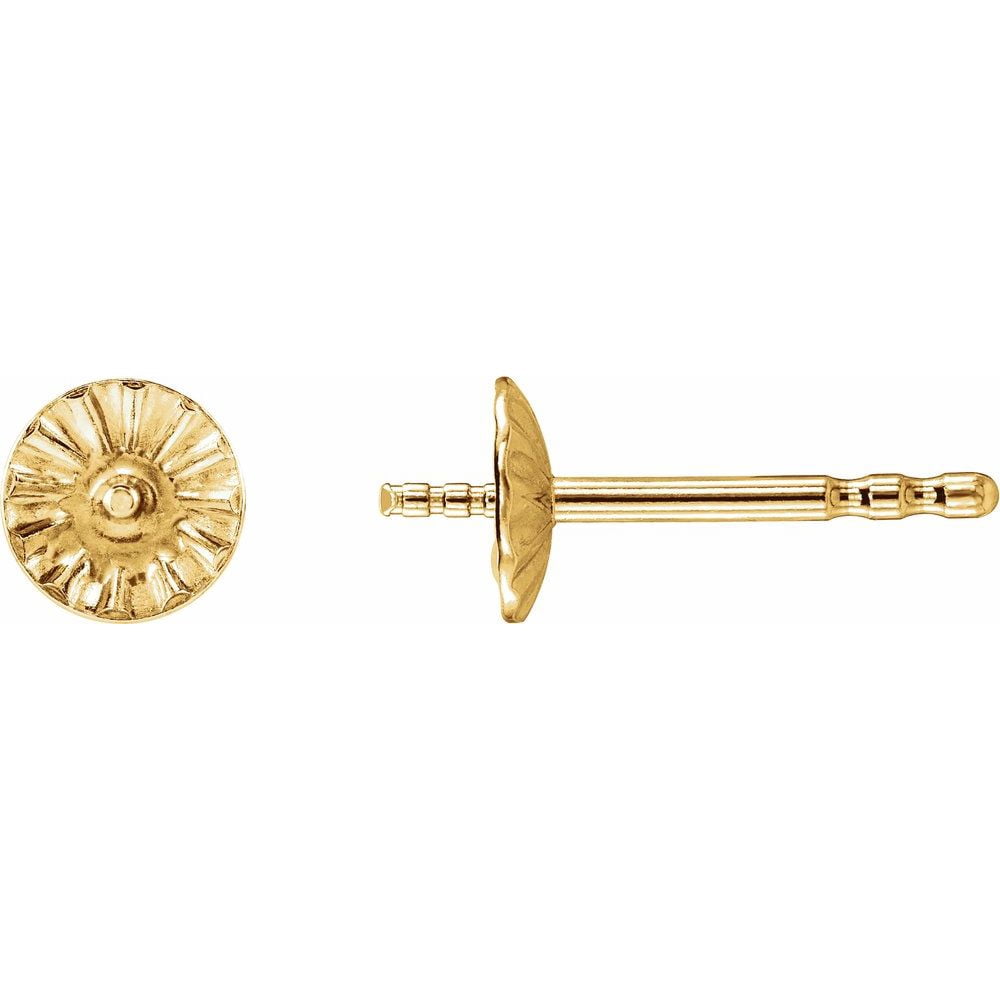 18k Yellow Gold 6mm Pad Earring Mounting for 8-9mm Pearl Fine Jewelry ...