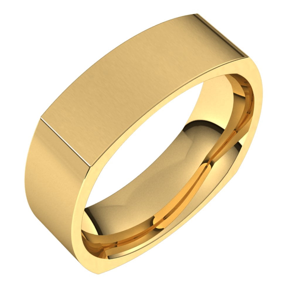 18k Yellow Gold 6mm Square Shape Comfort Fit Classic Bridal Wedding ...