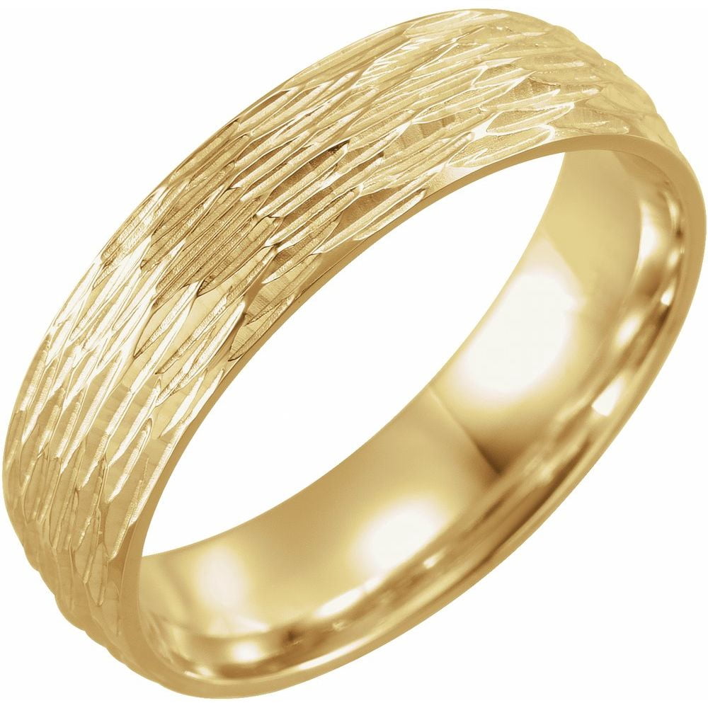 18k Yellow Gold 6mm Tree Bark Pattern Bridal Wedding Engagement ...