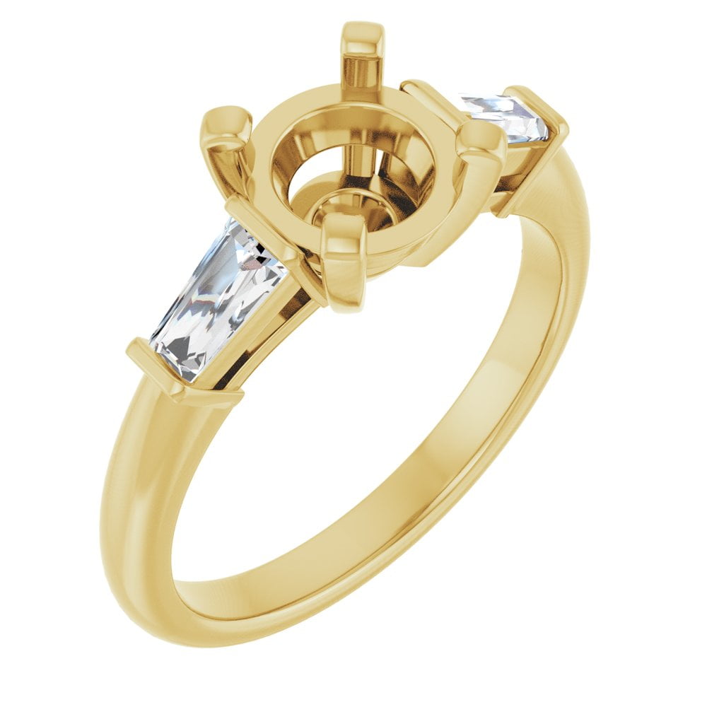 18k Yellow Gold 7.4mm Round Shape Diamond Semi-Mount Bridal Wedding ...