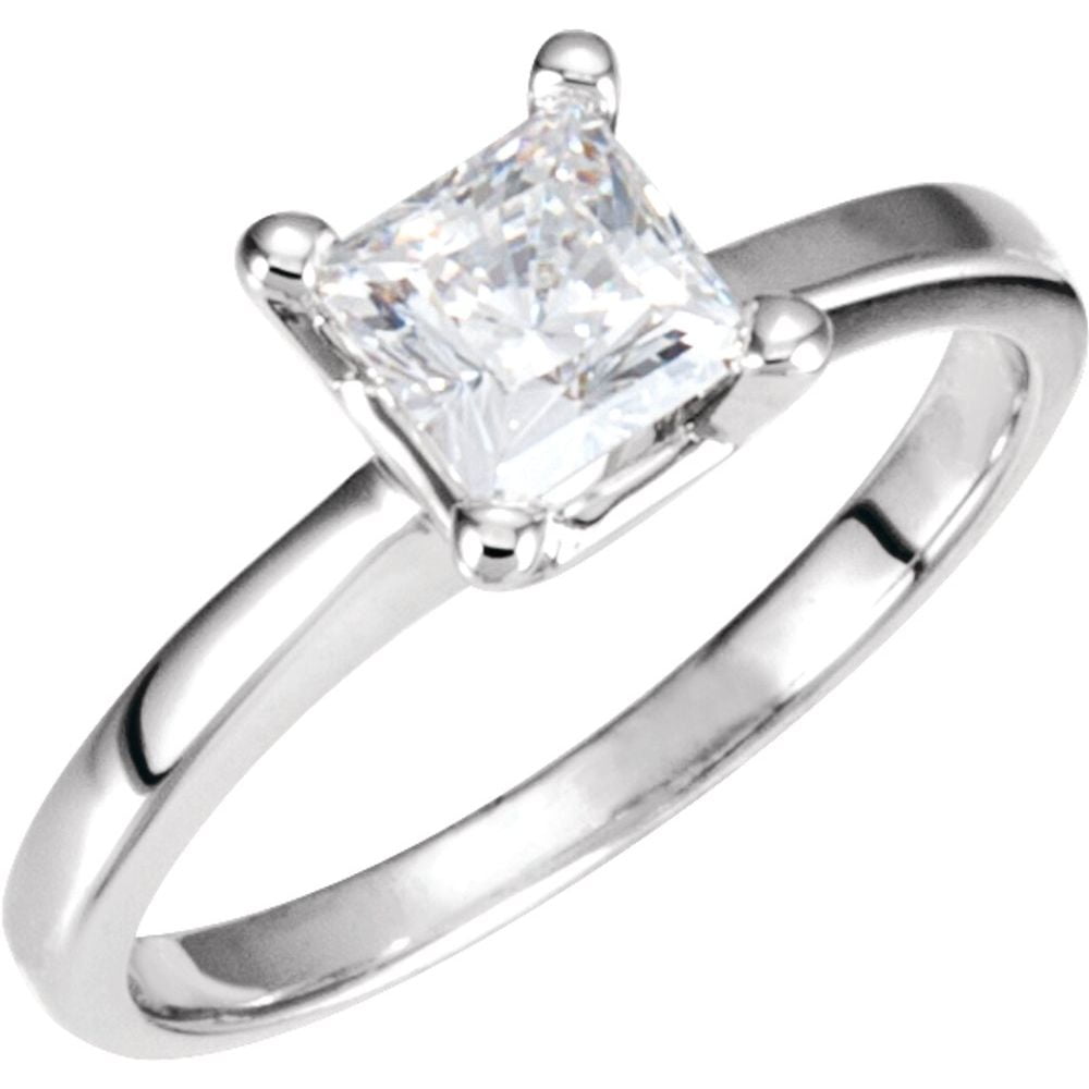 18k Yellow Gold 7mm Square Shape Solitaire Fashion Ring Fine Jewelry ...