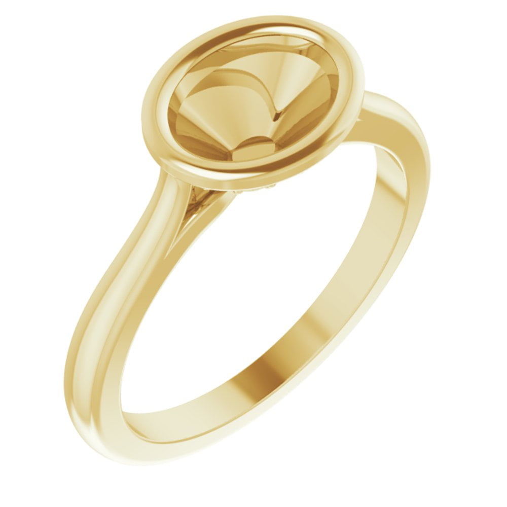 18k Yellow Gold 8x6mm Oval Shape Bezel-Set Bridal Wedding Engagement ...