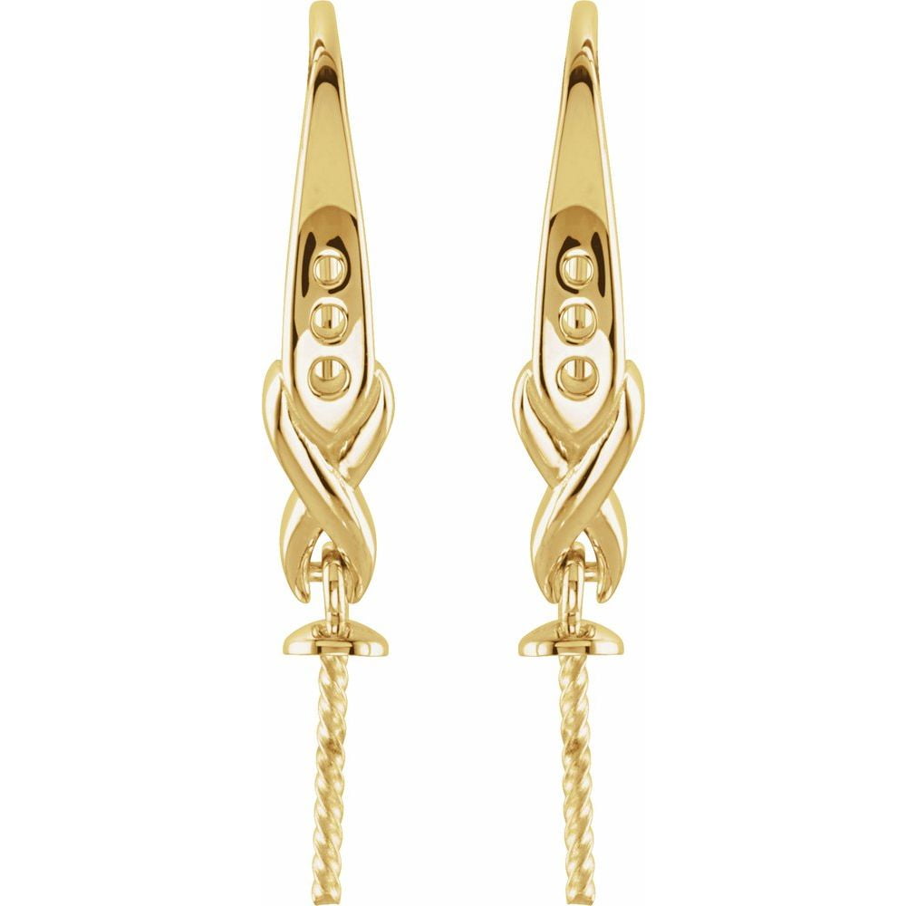 18k Yellow Gold Bishop Hook Ear Wire for 12mm Pearl For Drop Dangle ...