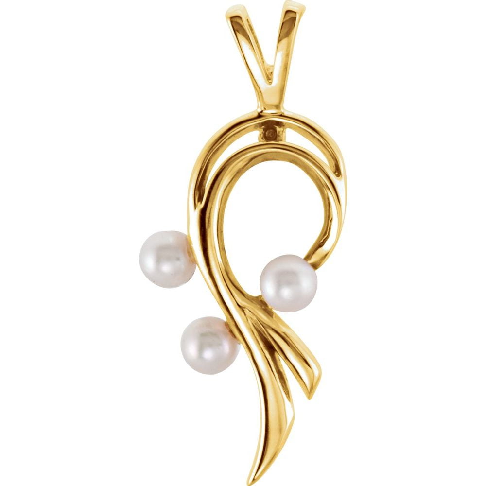 18k Yellow Gold Pendant With Bail for 3mm Pearls Fine Jewelry for Women ...