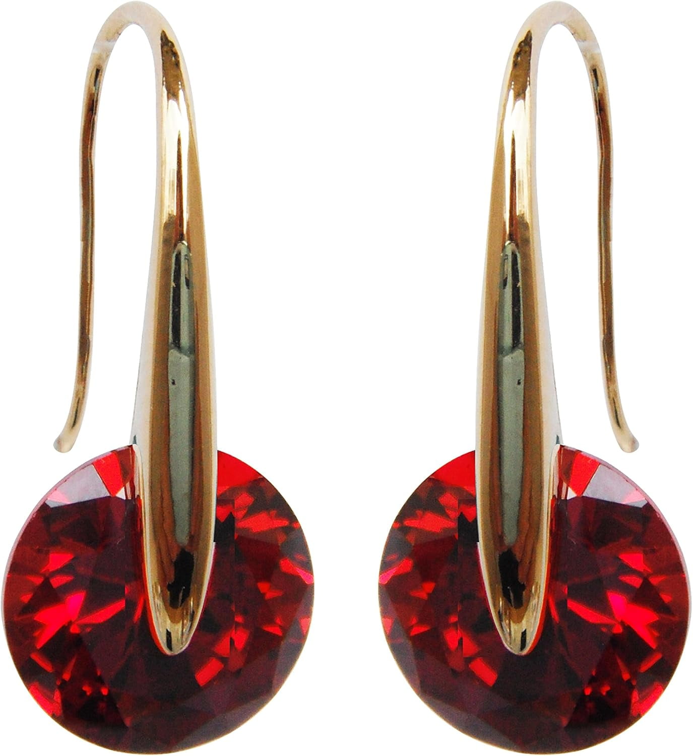 18k Yellow Gold Plated Heart Zircon Crystal Dangle Drop Earrings[g448 ...