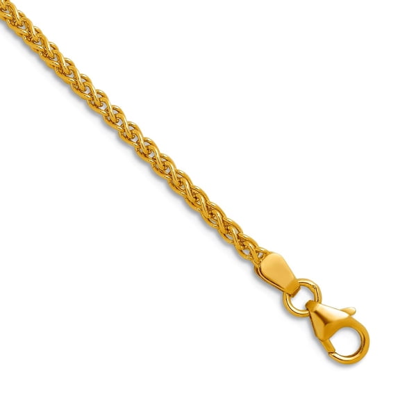 18k Yellow Gold Polished 2.1mm Solid Spiga Chain Necklace 22 Inch Chain ...