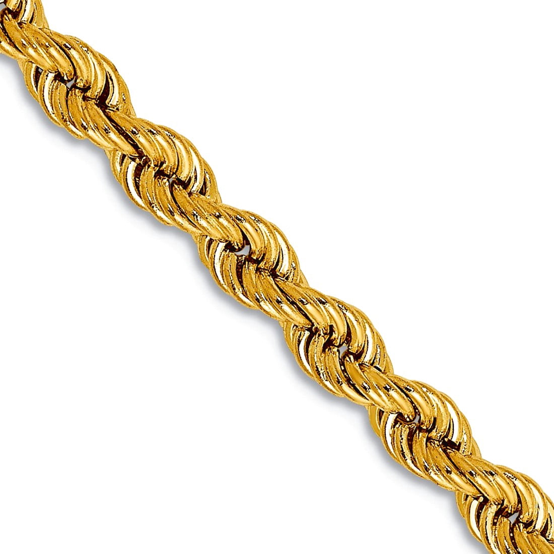 18k Yellow Gold Polished 3.65mm Solid Rope Chain Necklace 16 Inch Chain ...