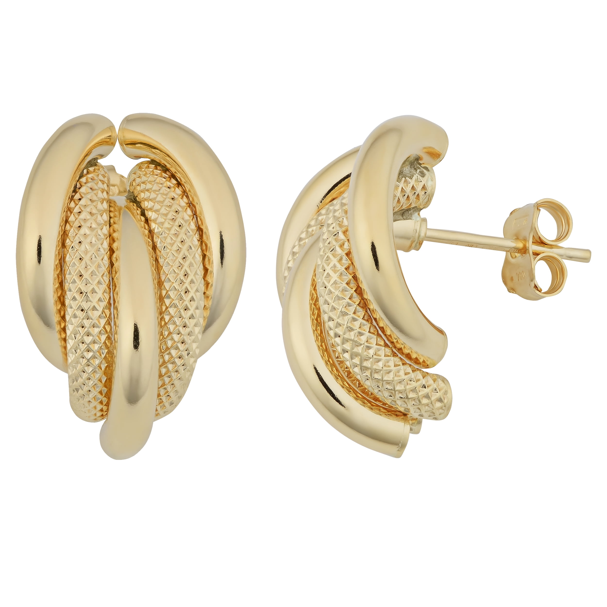 KoolJewelry 18k Yellow Gold Polished and Textured Finished Half Hoop ...