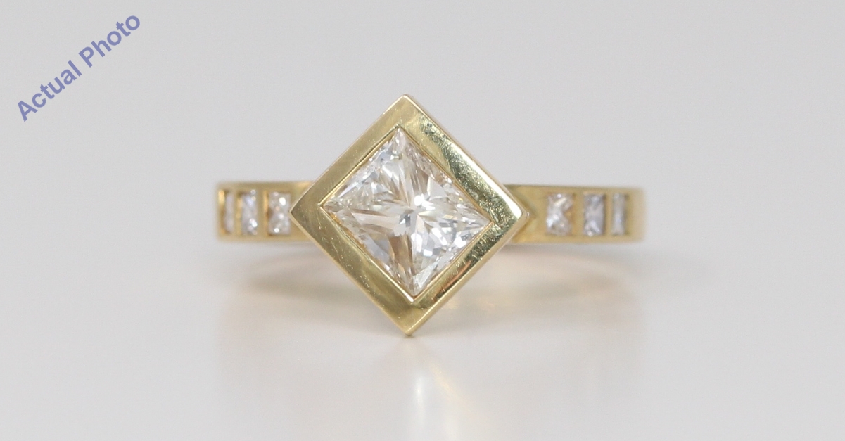 18k Yellow Gold Princess Bezel Setting Contemporary square diamond ...