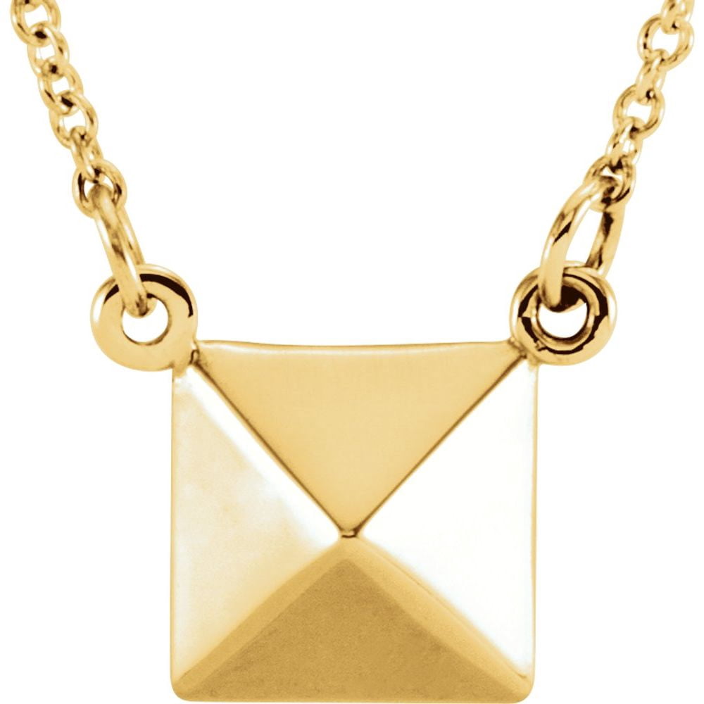 18k Yellow Gold Pyramid Geometric Necklace Fine Jewelry for Women Gifts ...