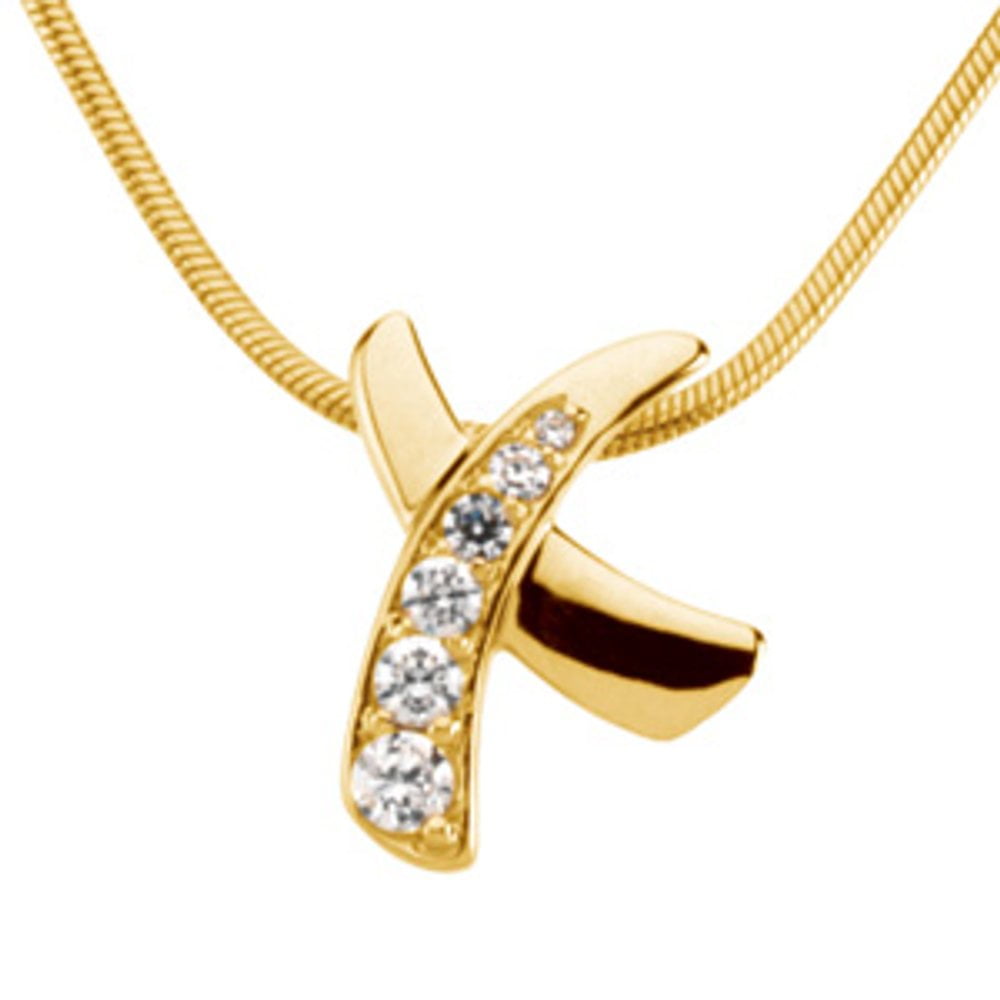 18k Yellow Gold Round Shape Criss-Cross Pendant for Approximately 1/6 ...