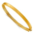 18k Yellow Gold Satin and Textured 5mm Solid Hinged Bangle Bracelet ...