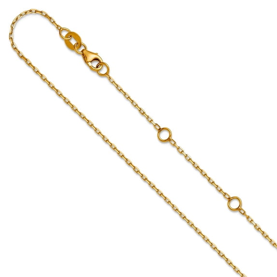 18k Yellow Gold Sparkle-Cut 1.15mm Solid Open Elongated Cable 18+1+1 ...