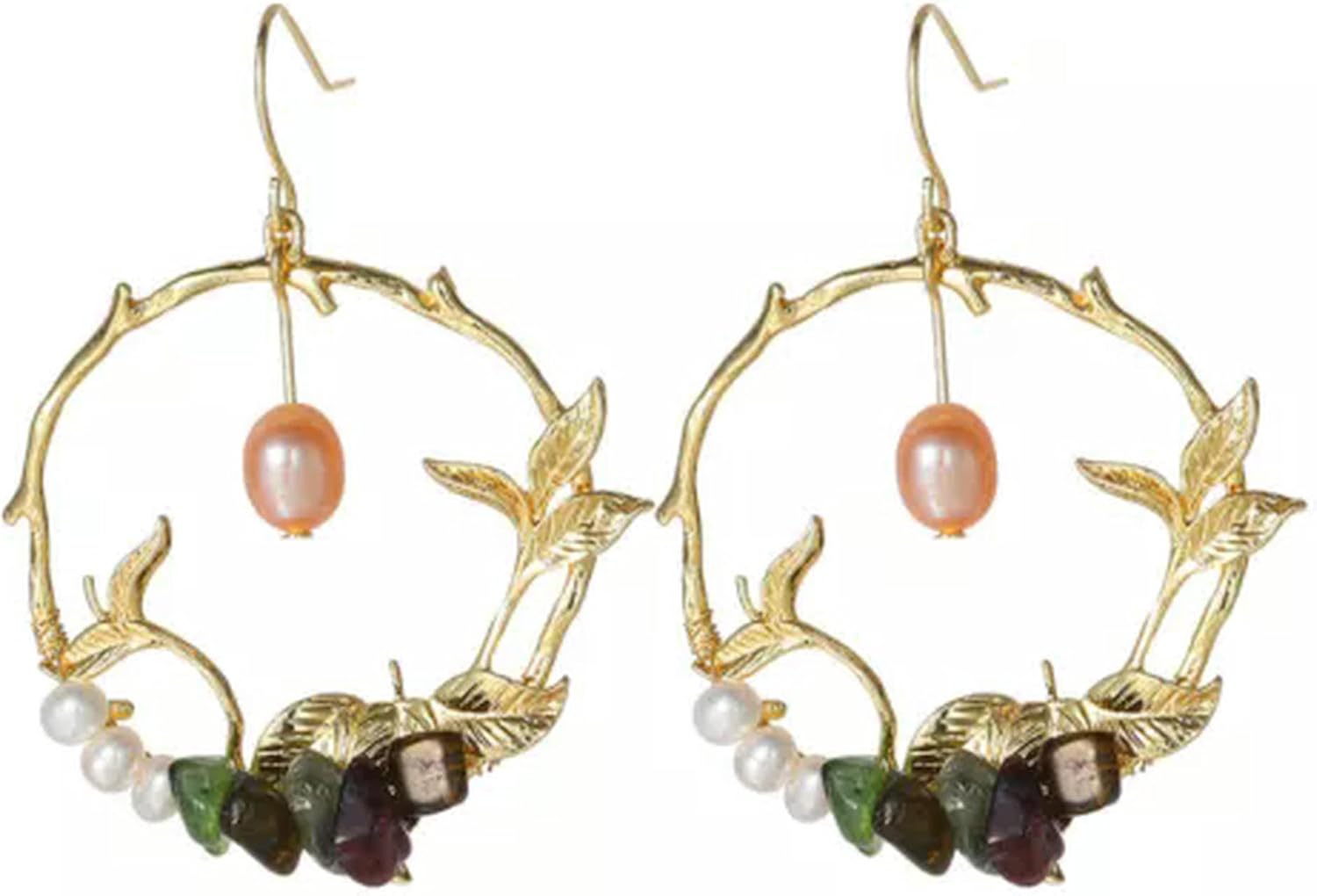 18k Yellow Professional Gold Plated Drop Earrings Romantic White Pearl ...
