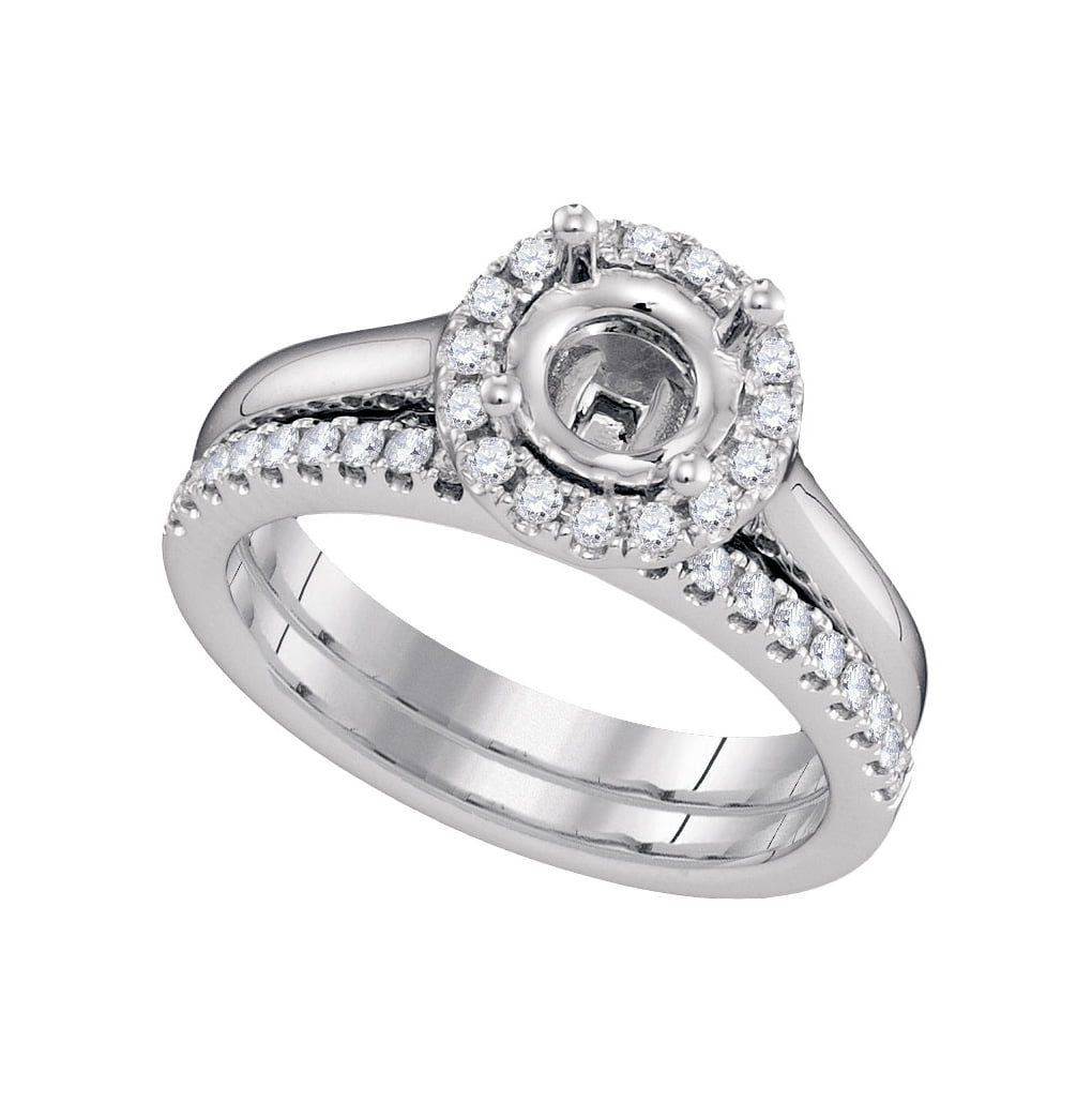 18kt White Gold 18kt White Gold Womens Round Diamond Semi-mount Wedding ...