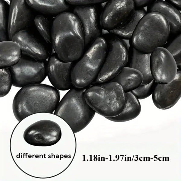 18lbs Black Pebbles for Plants, 2-3 Inch High Polished Natural Large ...