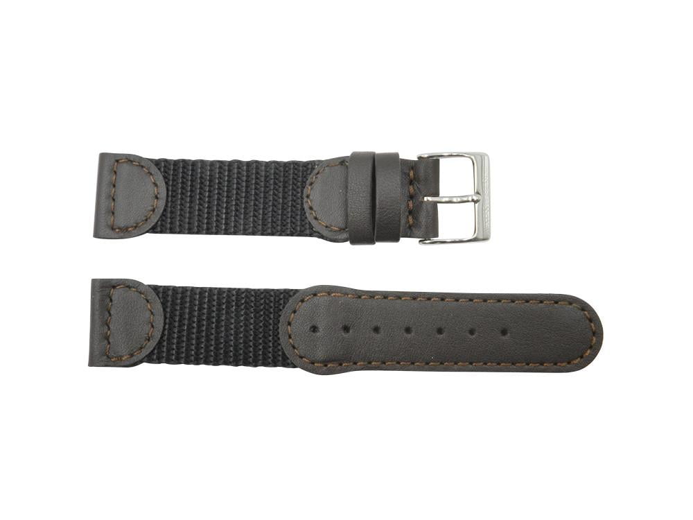 18mm Brown Genuine Leather & Nylon Swiss Army Style Watch Strap ...